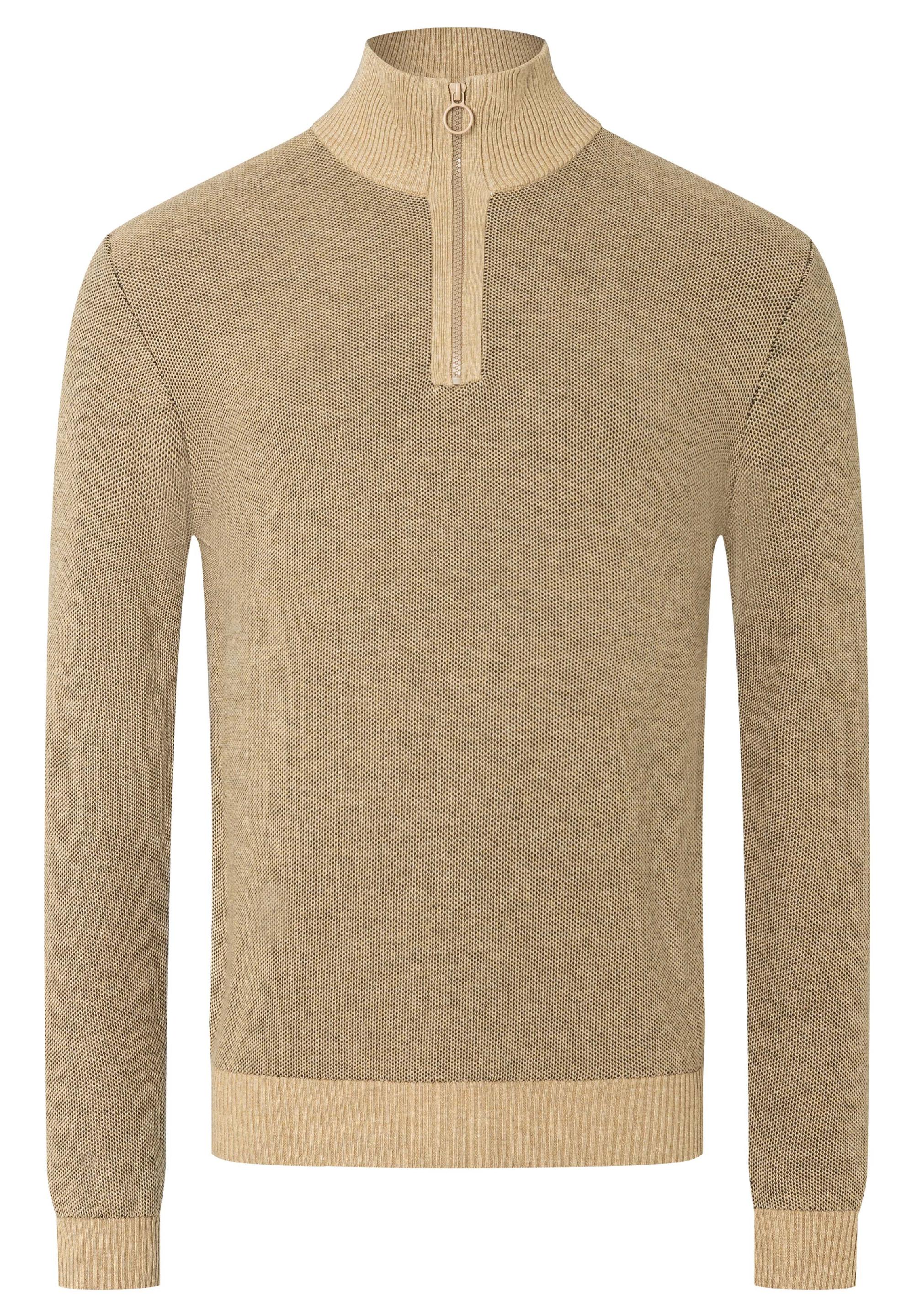 Basic Troyer zipper | camel beige | XXXL | 28-10181-01-9140-6197-XXXL